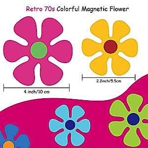 Car Flower Magnet Funny Magnetic Decals Decorations Cute Fridge Magnets 60s Flower Cutout Magnet for Car Home Door Whiteboard Refrigerator (16 Pieces,3.9 x 3.9 Inch, 2.2 x 2.2 Inch)