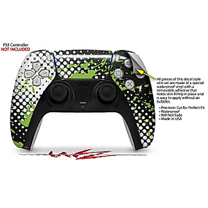 WraptorSkinz Skin Wrap compatible with Sony PS5 DualSense Controller Halftone Splatter Green White (CONTROLLER NOT INCLUDED)