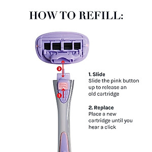 AOA Studio Women's 5-Blade 7pc Kit Including 1pc Handle 5pcs Five-Blade Heads from Swedish1pcs Stainless Steel Shower Hook Hydrating Aloe and Vitamin E Strip Cleanest, Closest, Comfortable Shave