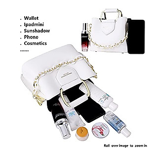 Qiayime women's Fashion shoulder handbags purses PU Leather Top Handle satchel Tote Crossbody Bag (White)