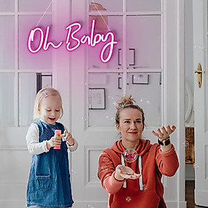 Oh Baby Neon Sign 24inch Big for Backdrop,Baby Shower, Large Pink Oh Baby Sign for Wall Decor, Events, Gathering Oh Baby Led Sign for baby shower Decorations