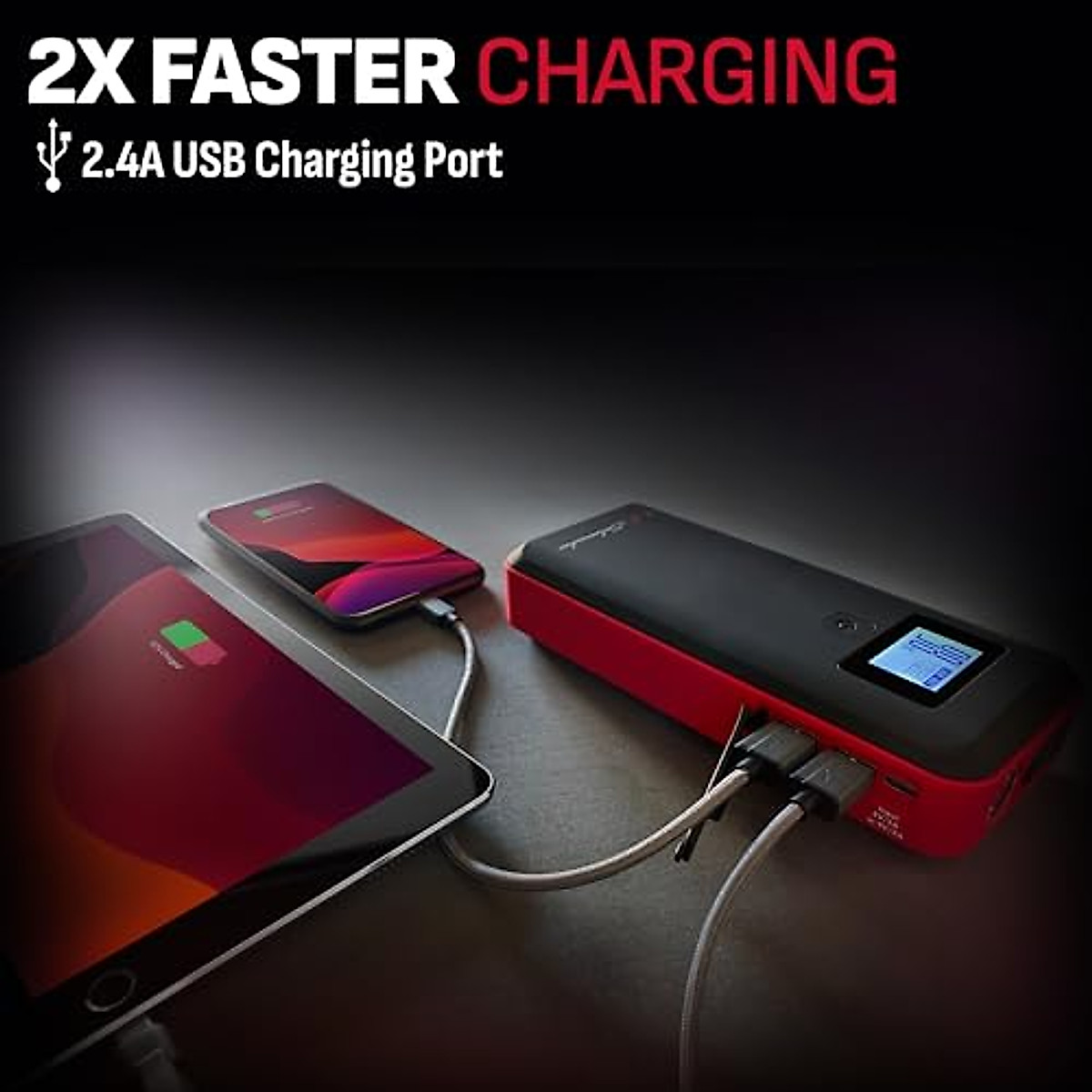 Schumacher Electric Lithium Jump Starter and Portable Power Pack, SL1639, 1000 Amps, 12 Volt, 2.4 Amp USB Port, for Motorcycle, Car, Truck, and Boat Batteries, Digital Display