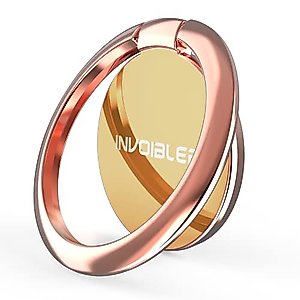 Invoibler Cell Phone Ring Holder Finger Kickstand, Adjustable Polished Metal Phone Grips Work for Magnetic Car Mount, Compatible with iPhone, Samsung, All Smartphone