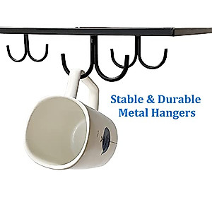 Drstarful Under Cabinet Hooks for Mugs, 16 in 1 Large Coffee Bar Mug Rack, Under Shelf Durable Metal Mug Hanger Holder for Coffee Cup Display, Hanging & Drying, Easy to Mount, Screws Included