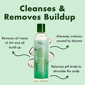 EDEN BodyWorks Peppermint Tea Tree Clear Clarifying Shampoo for Oily Hair, Dry Hair, Curly Hair - Scalp Cleansing Shampoo for Build Up & Dandruff - Paraben & Sulfate Free - 8 oz.