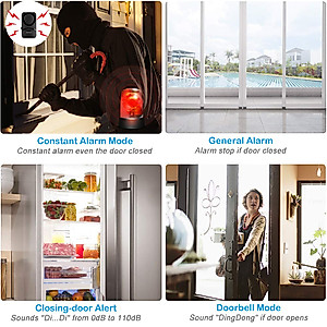 WSDCAM Window and Door Alarms for Home Security, 110dB Magnetic Sensor Alarm, Pool Door Alarm for Kids Safety, 4-in-1 Mode Small Wireless Window Alarms 4 Pack - Black