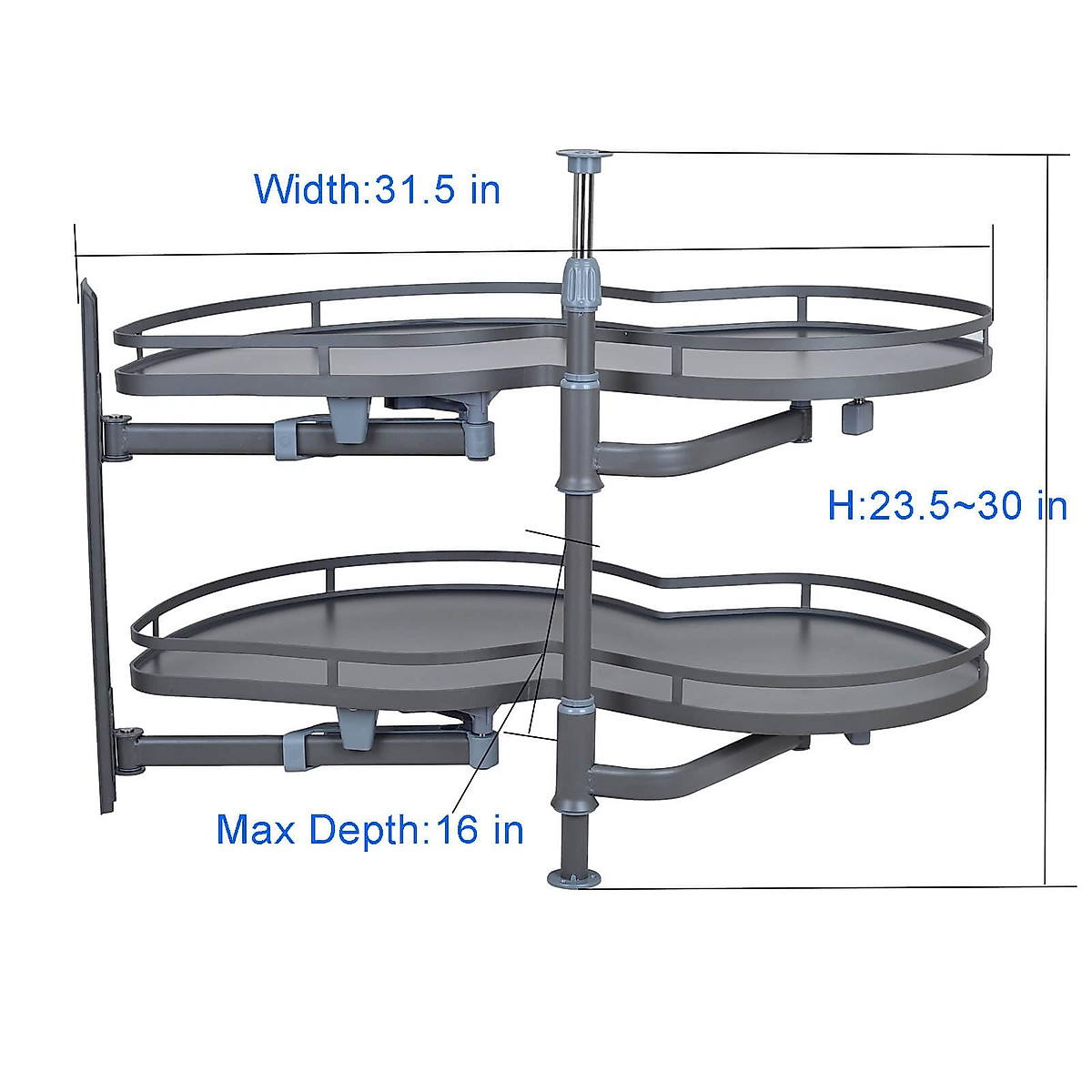 LOVKIT Blind Pull Out Shelf 2 Tier Pull Out Organizer For 36 Inch Blind Corner Cabinetry Double Layer Lazy Susan Rotating Shelves For Under Countertop Space Left Swing Out Tray Black Corner