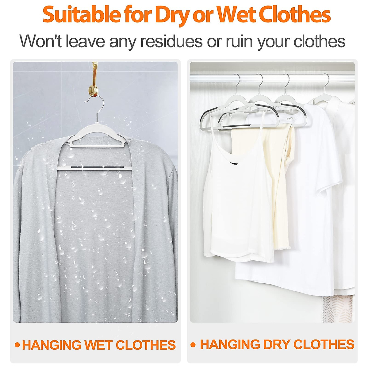 ELONG HOME Plastic Hangers 50 Pack, Non Slip Slim Clothes Hangers, Heavy Duty Plastic Thin Hangers, 17.1" Coat Hangers for Hanging Women/Men Clothes