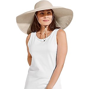 Coolibar UPF 50+ Women's COMPACT in A SNAP!? Shelby Shapeable Poolside Hat - Sun Protective (One Size- Tan Convertible Roll w/Snap)