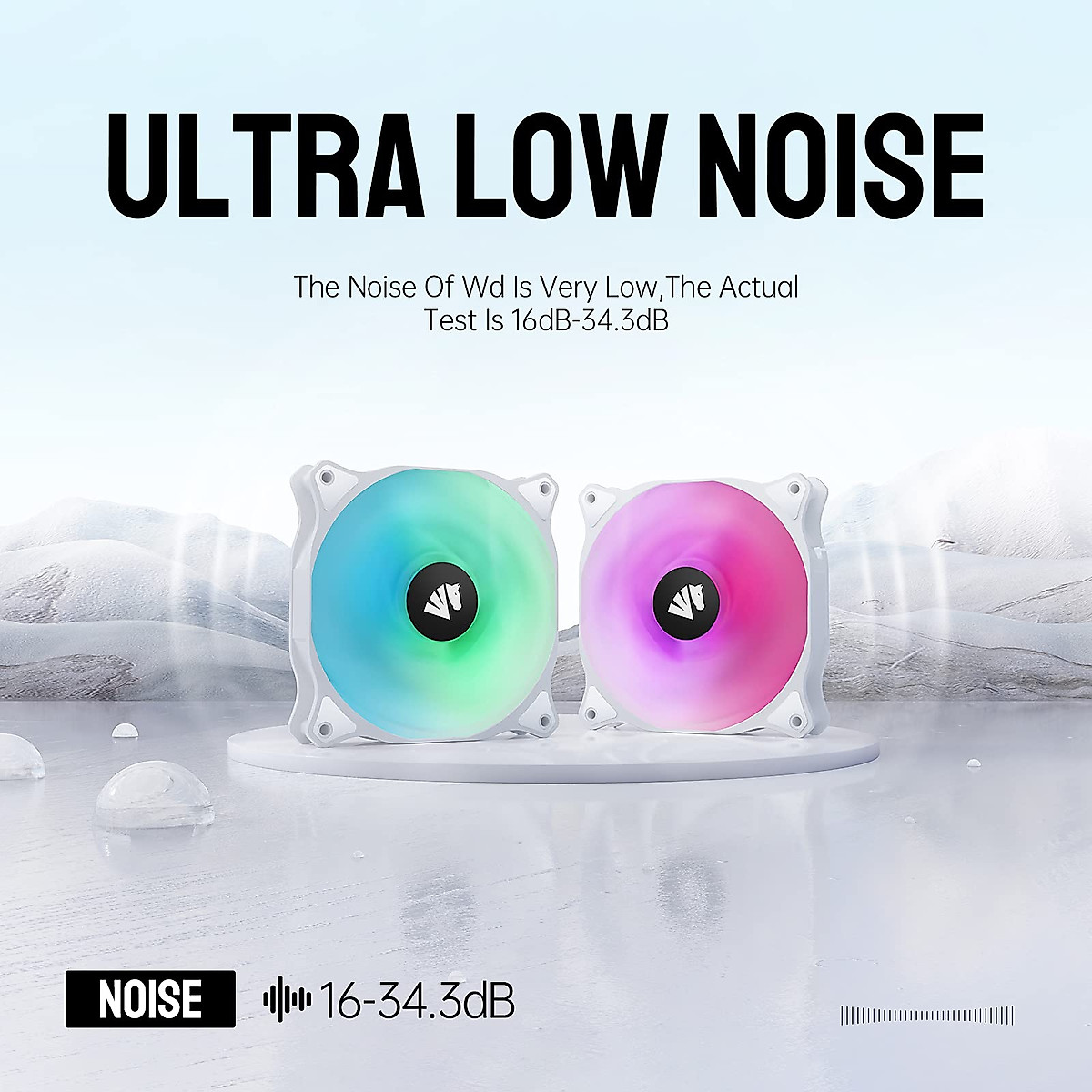 ASIAHORSE WD-001 Series 120mm Case Fan with Controller, White 5V ARGB Motherboard Computer Case Fans Quiet High Airflow Adjustable Light Effect Computer Cooling Fan, 5 Pack