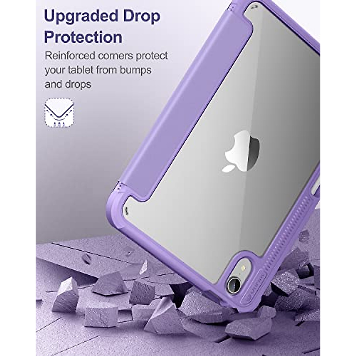 ONPINT Case for iPad Mini 6 2021, [Built in Screen Protector] [Auto Sleep/Wake] [Pencil Holder] Lightweight Leather Case Flip Cover with Stand for iPad Mini 6th Gen 8.3 Inch, Purple