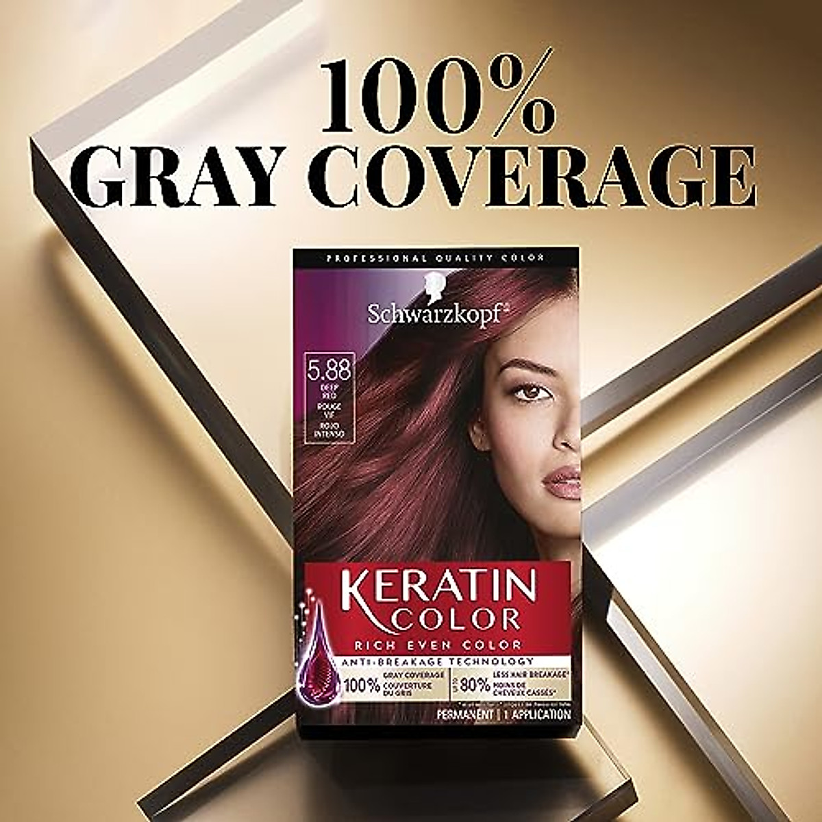 Schwarzkopf Keratin Color Permanent Hair Color Cream, 5.88 Deep Red, 1 Kit