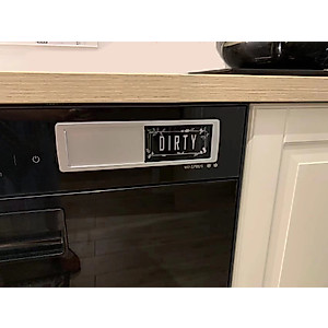 Dishwasher Clean Dirty Magnet Sign, Lissaberg Upgrade Strong Refrigerator Magnet Indicator with Stickers for Kitchen Organization Storage Non-Scratching & Water Resistant Black White (Sliver)
