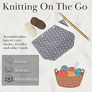 TOGETRUE Yarn Bag, Stylish Knitting Crochet Bag, Yarn Storage Tote Bag Organizer, Crochet Bag for Crocheting Project, Knitting Wrist Bag for Holding Yarn, Skien Balls and Crochet Accessories