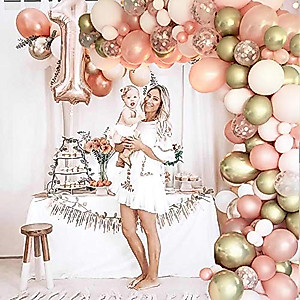 126 Pieces Rose Gold Balloons Birthday Party Decorations for Women, Rose Gold Balloon Garland Arch Kit, Rose Gold Pink and Gold Balloons for Baby Shower Graduation Bachelorette Globos Para Fiestas