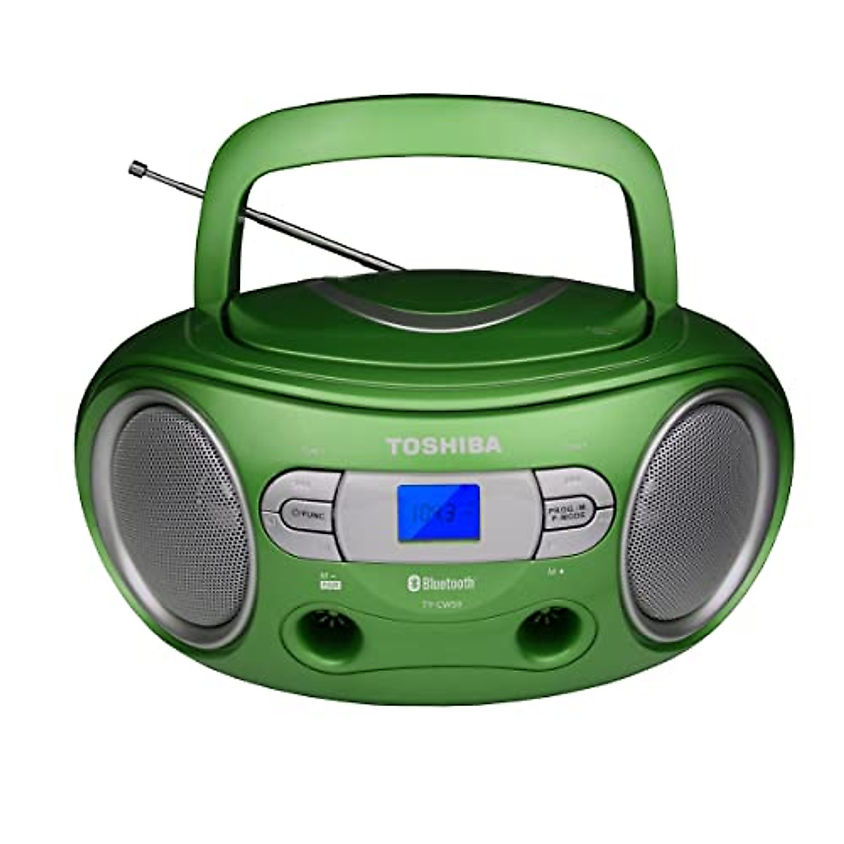 Toshiba TY-CWS9(G) Portable CD Bluetooth Boombox with AM/FM Stereo and Aux Input, Metallic Green