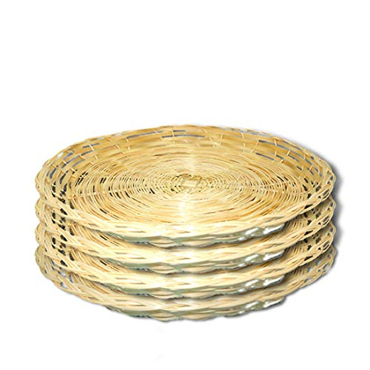 4 pcs Brown Wicker Paper Plate Holders,10 inches，Paper Plate Holders Wicker Heavy Duty， Wicker Paper Plate Holder，Paper Plate Holders Bamboo，Paper Plate Holders Reusable