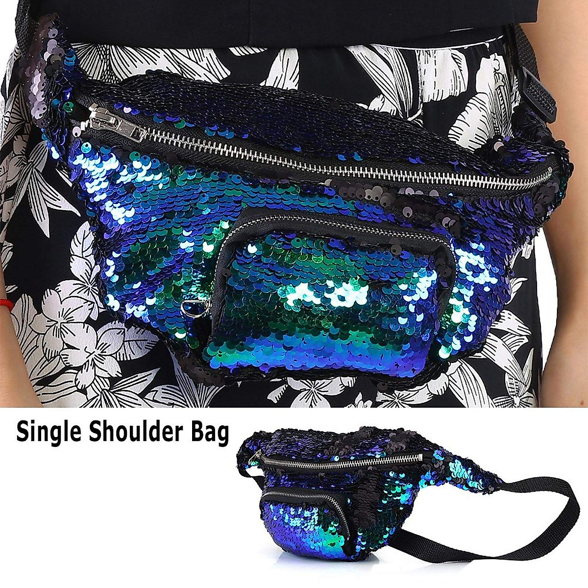 Women Waist Pouch Women Fashionable Sequins Fashionable Waist Bag Single Shoulder Bag
