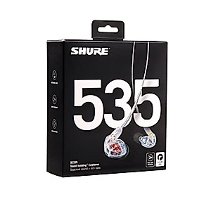 Shure SE535-CL Professional Sound Isolating Earphones, High Definition Sound + Natural Bass, Three Drivers, In-Ear Fit, Detachable Cable, Durable Quality - Clear