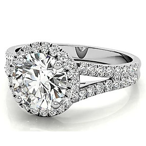 VIN GOL Round Brilliant 1.35 ctw VS2 Clarity, I Color Diamond Platinum Halo Ring