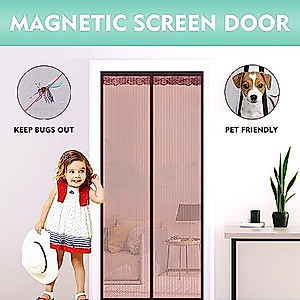 Magnetic Screen Door Mesh, Size: 67 x 87in/170 x 220cm, Magnet Closure Doors Curtain Netting for Patio Apartment Backyard Balcony Decor Anti Bug Keep Flies Away