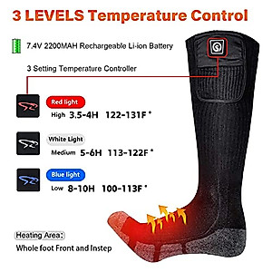SNOW DEER Heated Socks,Upgraded 7.4V Rechargeable Battery Electric Socks for Men Women,Winter Cold Weather Warm Socks for Huting Fishing Camping Hiking Skiing Foot Warmer