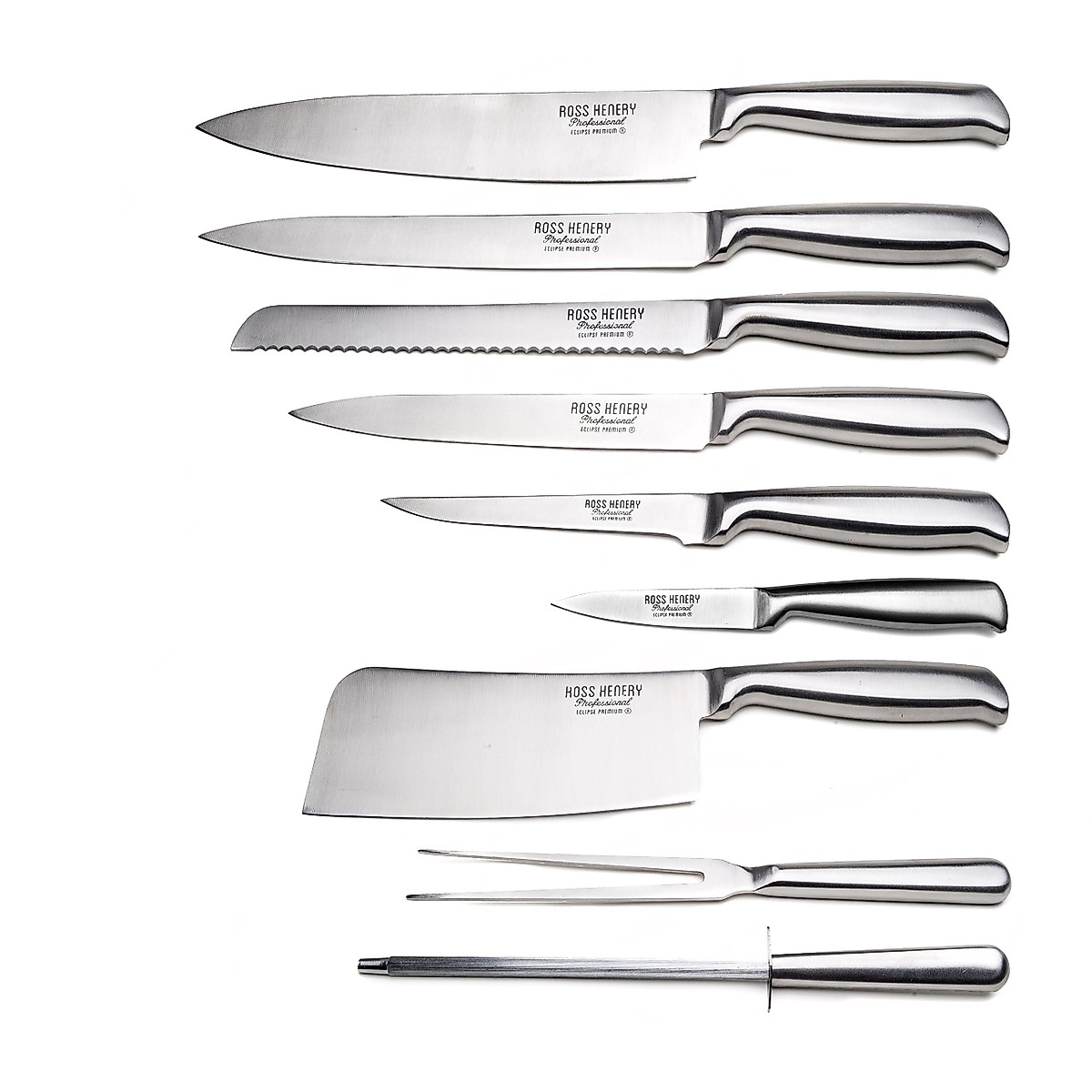Ross Henery Professional Eclipse Premium stainless Steel 9 piece chefs knife set in carry case