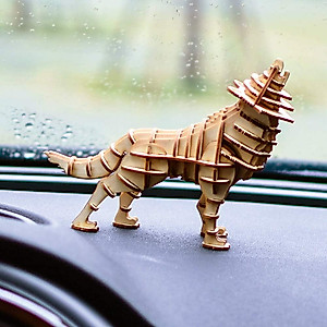 Rolife Build Your Own 3D Wooden Assembly Puzzle Wood Craft Kit Wolf Model Gifts for Kids and Adults