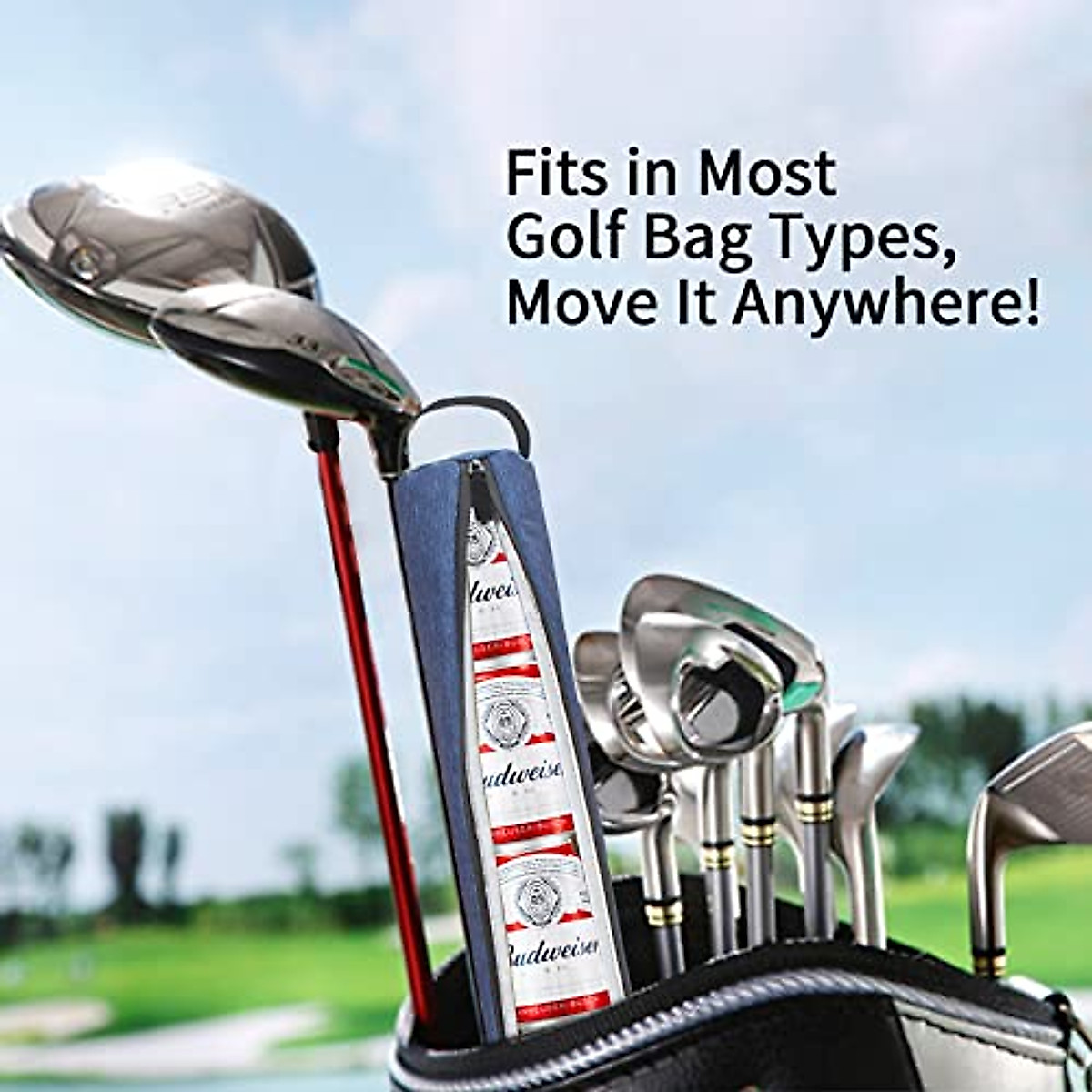 Beer Sleeve for Golf Bag,WITSTEP Long Tube Holder for Cans Beer Sling Cooler Bag,Holds 7 Cans Insulated Beer Sleeve Keeps Beverage Cold Fits in Most Golf Bags ,Ideal Golf Accessories for Men