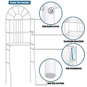 Tangkula Bathroom Space Saver, 3-Tier Over The Toilet Storage Rack, Bathroom Organizer with Metal Frame Shelf for Home Bathroom Laundry, 23.5 x 10.5 x 68 Inches, White