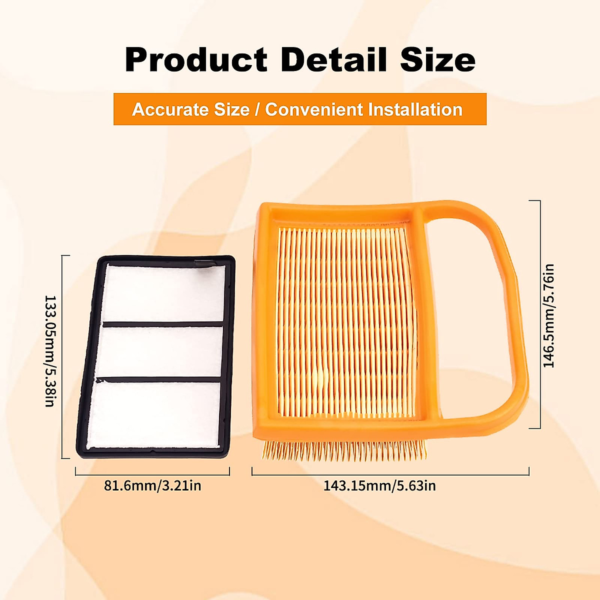 JICHEKU 4238 141 0300 Air Filter with 4238-140-1800 Pre Cleaner Compatible with 4238 140 4401 42381410300B Stihl TS410 TS420 TS410Z TS420Z TS480 TS500i Concrete Cutoff Saw Lawn Mower (5Packs)