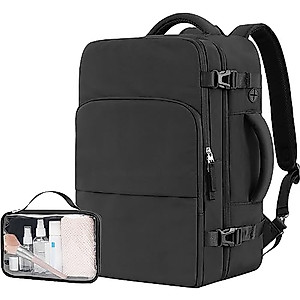 Beraliy Large Travel Backpack, Personal Item Bag for Airlines, Carry On Luggage, Hiking Backpack,Laptop Backpack, Lightweight College Work Gym Weekender Bag Men Women, Black