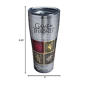 Tervis Triple Walled Game of Thrones House Sigils Insulated Tumbler Cup Keeps Drinks Cold & Hot, 30oz Legacy, Stainless Steel