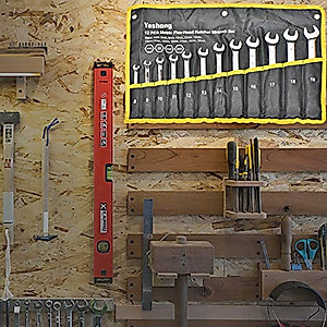 Yashong 12-Piece 8-19mm Metric Flex-Head Ratcheting Wrench Set, Professional Chrome Vanadium Steel Ratchet Wrenches, Combination Ended Spanner Kit with Portable Canvas Bag