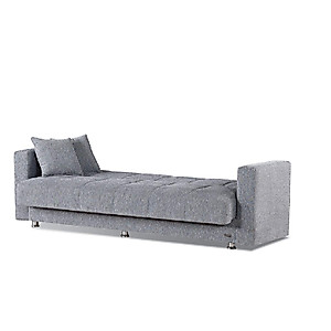 Beyan Signature Empire Furniture USA Niagara Collection Convertible Sofa Bed with Storage Space, Includes 2 Pillows, Gray