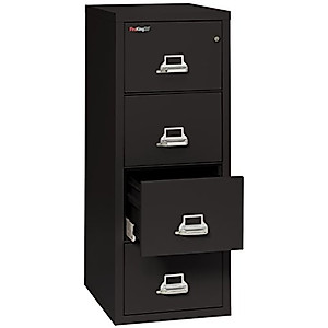 FireKing Vertical 4 Drawer Legal Fire Safe File Cabinet with Key Lock, 1 Hour Fire Rated, UL Rated & Water Resistant Home Safe, Fire Safe Filing Cabinet, Made in The USA, Black
