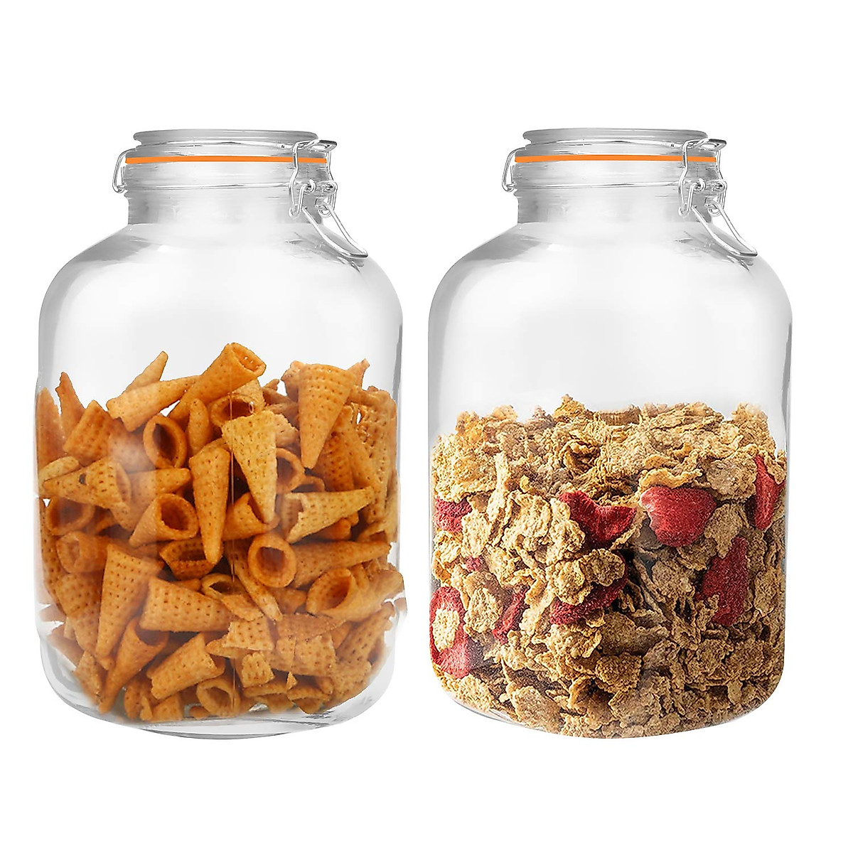 142 oz Large Glass Jars,Canning Jars With Airtight Lid And Leak Proof Rubber Gasket 4L,Mason Jars With Hinged Lids,Gallon Jars For Fermenting,Big Kitchen Canisters,Storage Containers For Food 2 Pack …