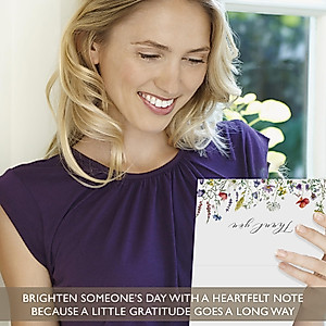 Gooji 4x6 Midsummer Floral Thank You Cards Multipack with Envelopes (Bulk 20-Pack) Matching Peel-and-Seal Envelopes, Wildflower, Weddings, Blank Notes Small Business, Assorted Stationary