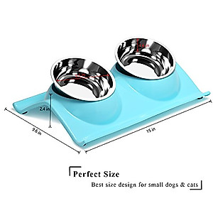UPSKY Double Dog Cat Bowls Premium Stainless Steel Pet Bowls No-Spill Resin Station, Food Water Feeder Cats Small Dogs.