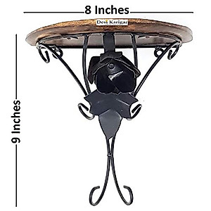 Desi Karigar Wooden & Wrought Iron Wall Rack Bracket Shelf Fancy Design
