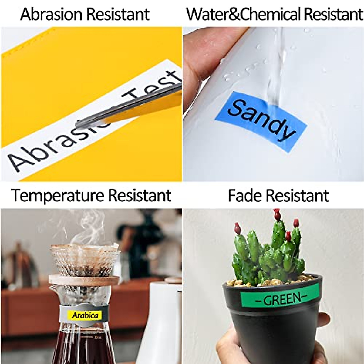 Hehua Compatible Label Tape Replacement for Brother P-Touch Label Tape 18mm 0.7" Laminated TZ Tape TZe-241 TZe-441 TZe-541 TZe-641 TZe-741 for PT-D400VP(Black on White/Red/Blue/Yellow/Green, 5 Pack)