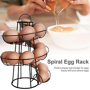 Metal Egg Storage Rack, Metal Egg Skelter, Egg Skelter Countertop Storage Rack, Spiral Design Egg Dispenser Rack Holder with Storage Basket, Metal Storage Holder Display for Countertop & Kitchen