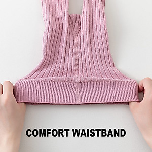 EPEIUS Baby Tights Baby Girls Non-Slip Ribbed Leggings Toddlers Girls Seamless Cotton Stockings Pantyhose Footed Tights 12-24 Months Black White Light Grey Pink 5 Pack M