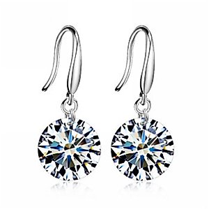 Merdia 925 Sterling Silver Earings Dangle Shiny Cubic Zirconia Studs Hypoallergenic for Women | Earrings for Women Trendy | Dangling Earrings for Women | Silver Drop Earrings | Sterling Silver Jewelry