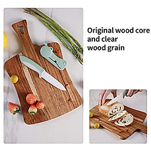 YUSOTAN Acacia Wood Cutting Board for Kitchen,14" x 8.5" Cutting Board with Handle, Charcuterie Paddle, Chopping Board for Meat, Cheese, Bread, Vegetables, Fruits for Kitchen