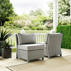Crosley Furniture Bradenton 2-Piece Outdoor Chair Set, Wicker Patio Chairs for Conversation, Porch, Deck, Gray with Gray Cushions