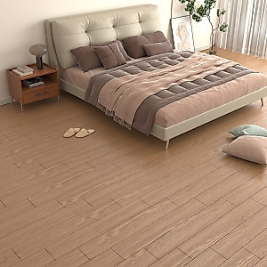 Thicker Peel and Stick Floor Tile，Intensification Vinyl Flooring Roll 12" x 6" x 0.06" 1-Pack 1.5 Sq.Ft Floor Honey Wood Grain Look DIY Self-Adhesive and Waterproof Flooring for Bedroom, Living Room