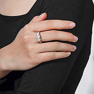 Amazon Essentials Platinum-Plated Sterling Silver Round 3-Stone Ring made with Infinite Elements Cubic Zirconia (3 cttw), Size 8 (previously Amazon Collection)