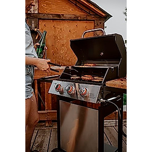 GasOne GP-1030S One 3 Burner Stainless Steel– Outdoor Cabinet Style with Wheels-High-Temperature Paint Coating Gas BBQ Grill – Elegant and Luxurious Design, Black