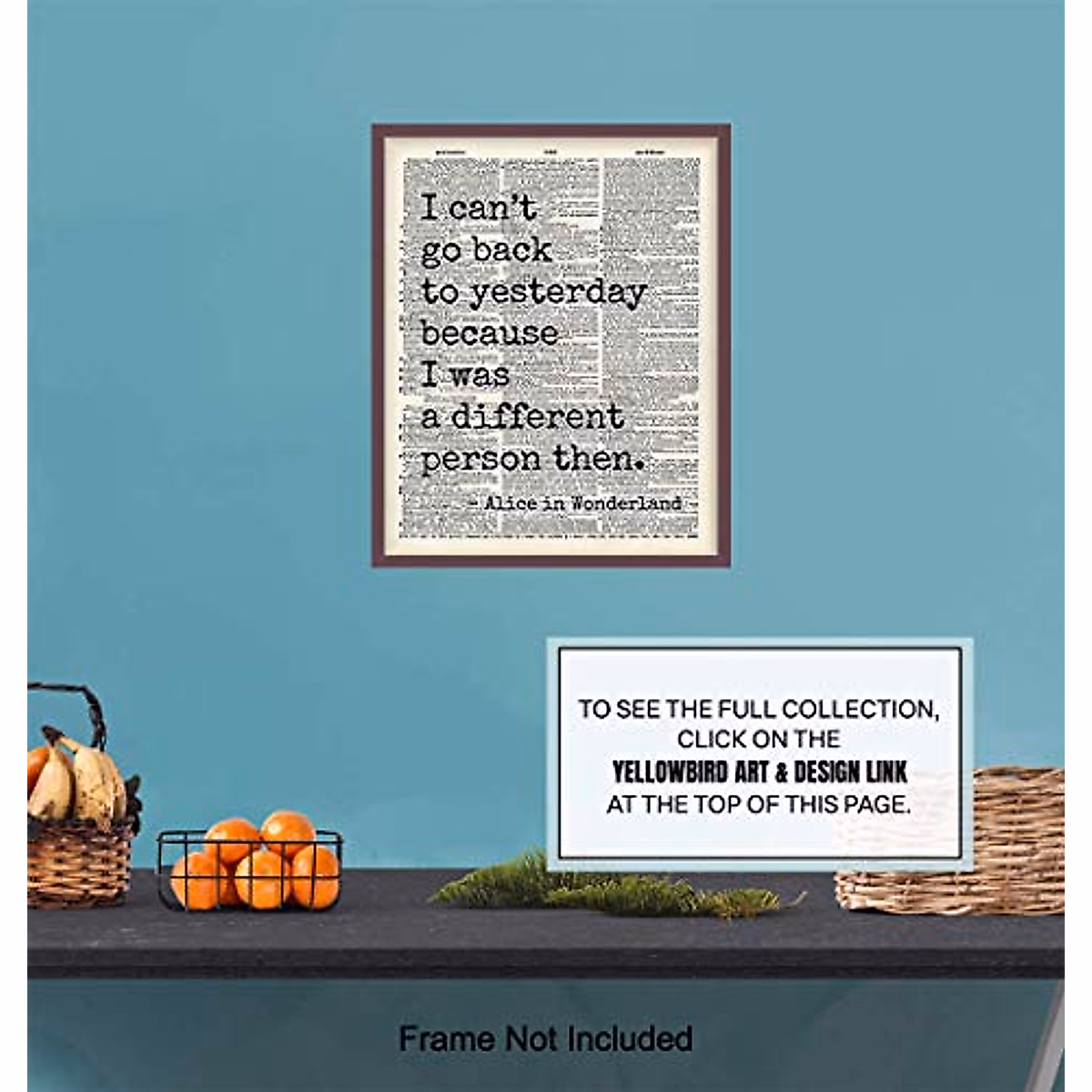 Alice Wonderland Quote - 8x10 Home decoration Photo Picture - Unique Wall Art, Room Decor for Bedroom, Living room, Office - Upcycled Dictionary Art or Gift for Women, Fan - UNFRAMED